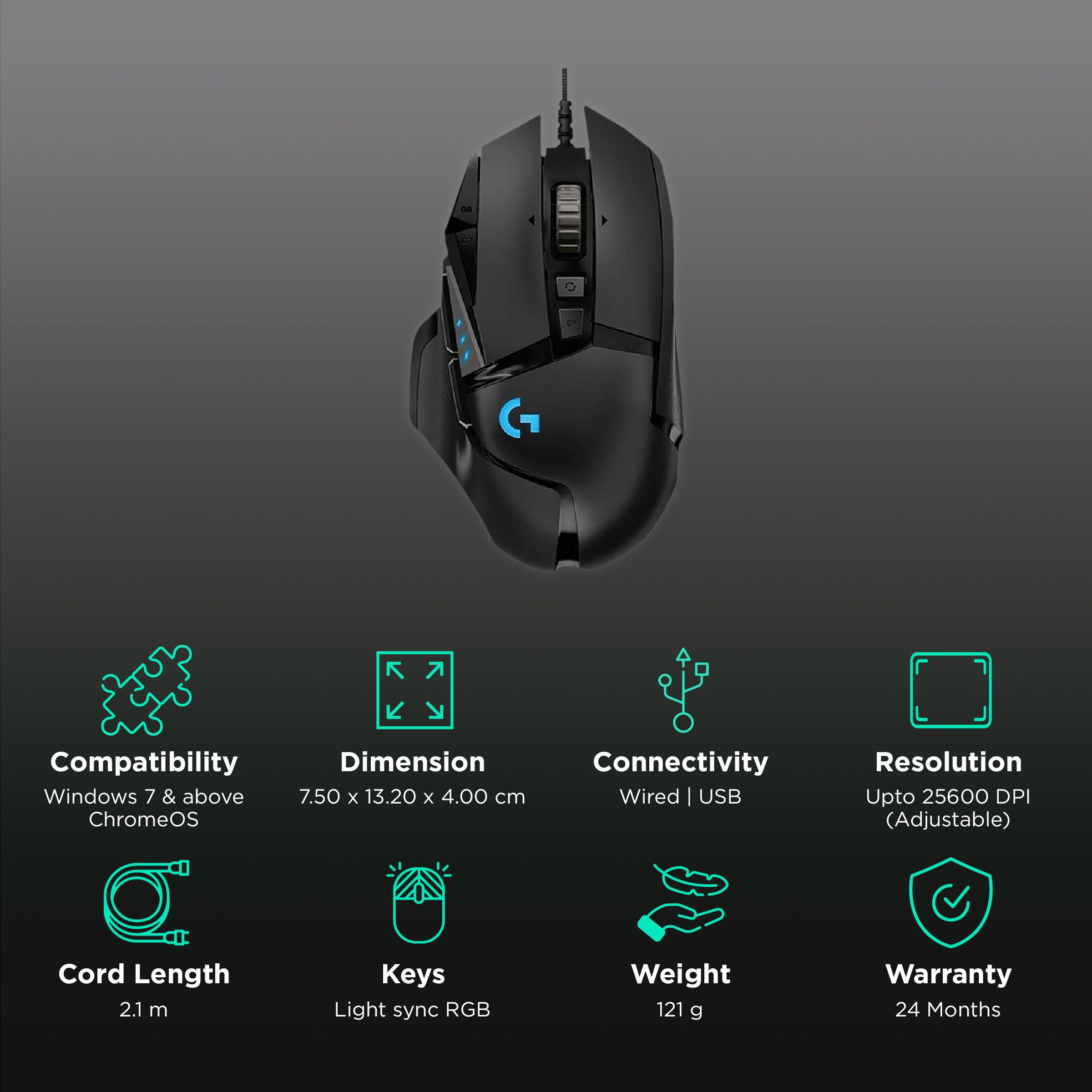 Buy logitech G502 Hero Wired Optical Gaming Mouse (25600 DPI Adjustable ...